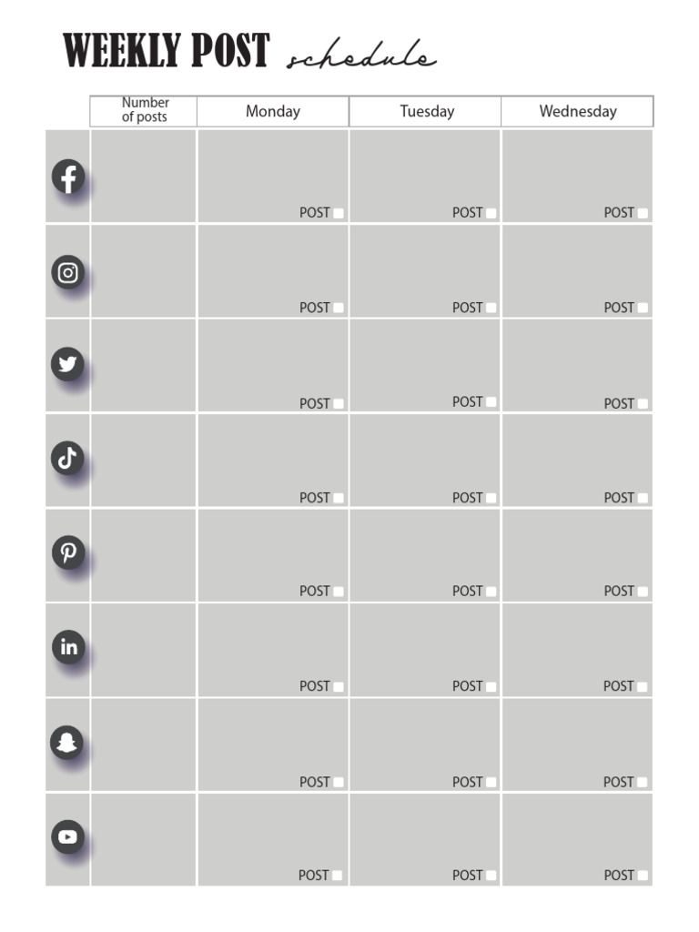 Weekly Post Schedule Gray 1 | PDF
