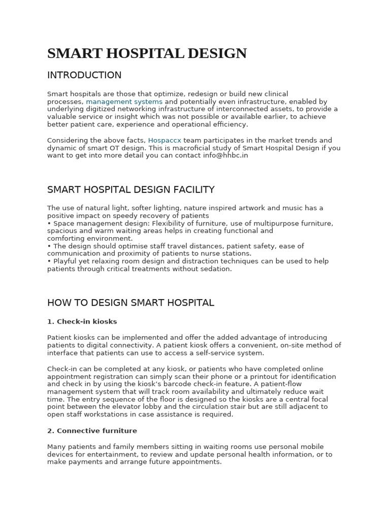 SMART HOSPITAL DESIGN | PDF | Electronic Health Record | Hospital