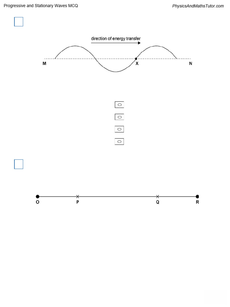 Progressive and Stationary Waves MCQ | PDF | Waves | Frequency