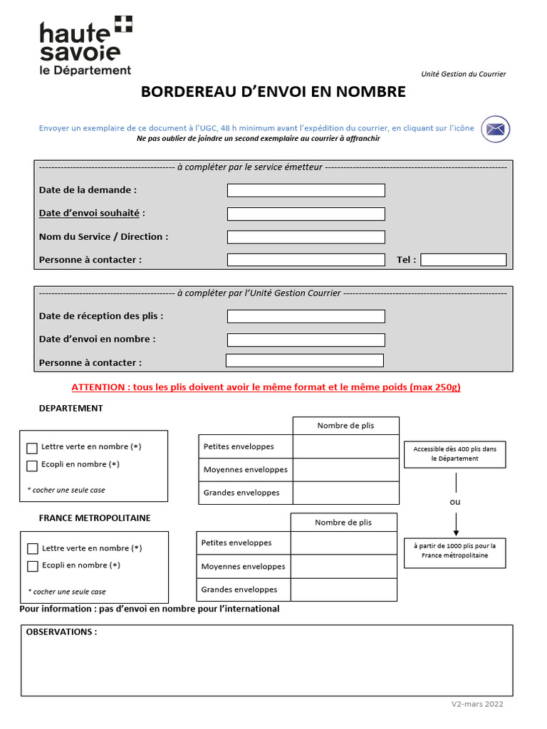 Bordereau d'Envoi en Nombre | PDF | Communication écrite | Transport de ...