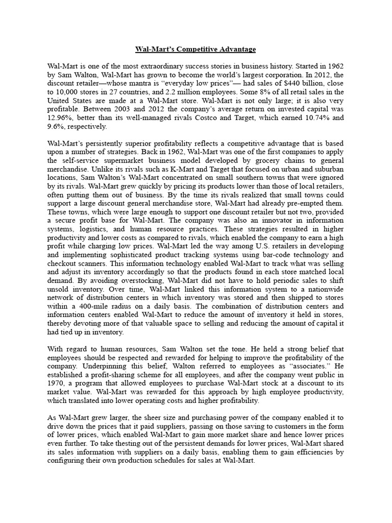 Opening Case-Wal-Mart-s Competitive Advantage | PDF | Walmart | Inventory