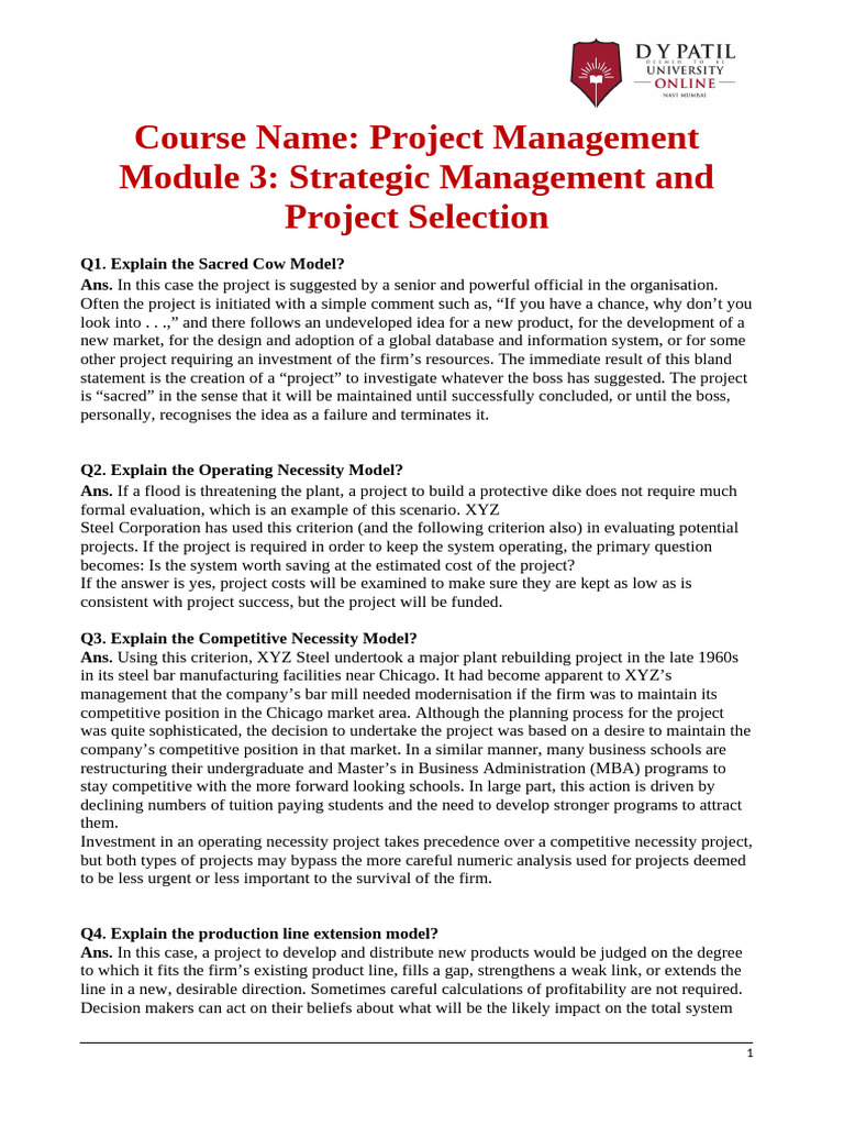 Project Selection Models Explained | PDF | Net Present Value | Economies