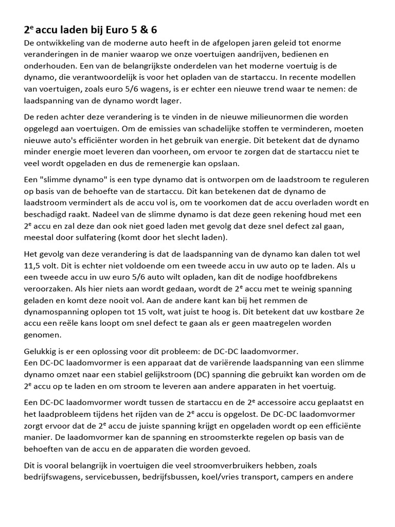 2e Accu Laden Bij Euro 5 en 6 | PDF
