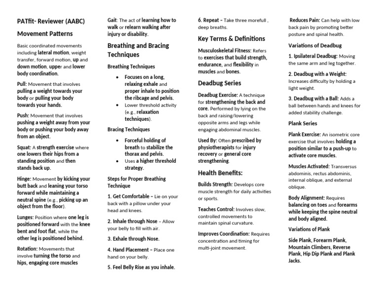 PATfit Reviewer AABBC | PDF | Abdomen | Musculoskeletal System