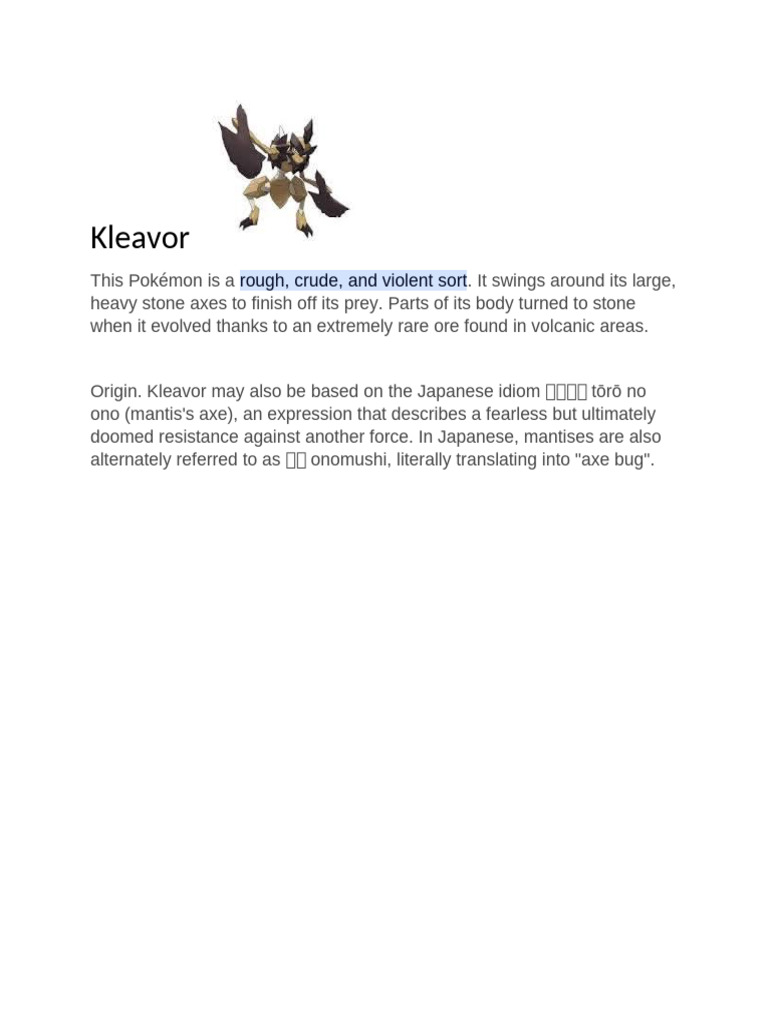Kleavor pokemon | PDF