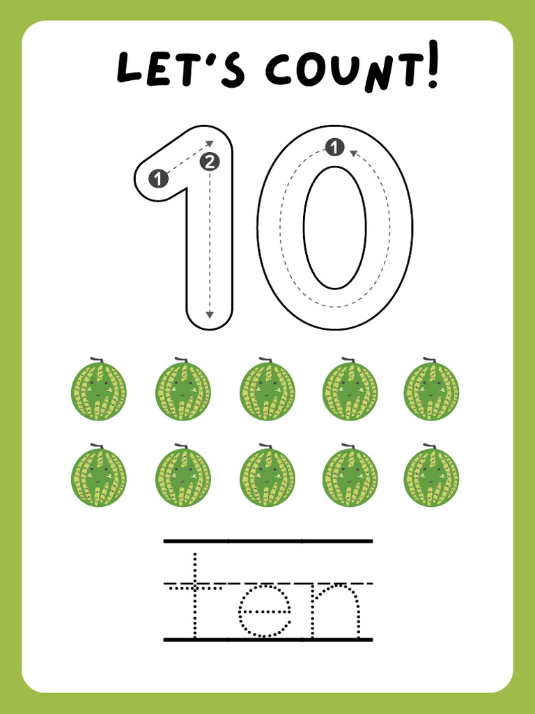 Colorful Illustrative Let's Count the Number 1-10 Math Worksheet (10) | PDF