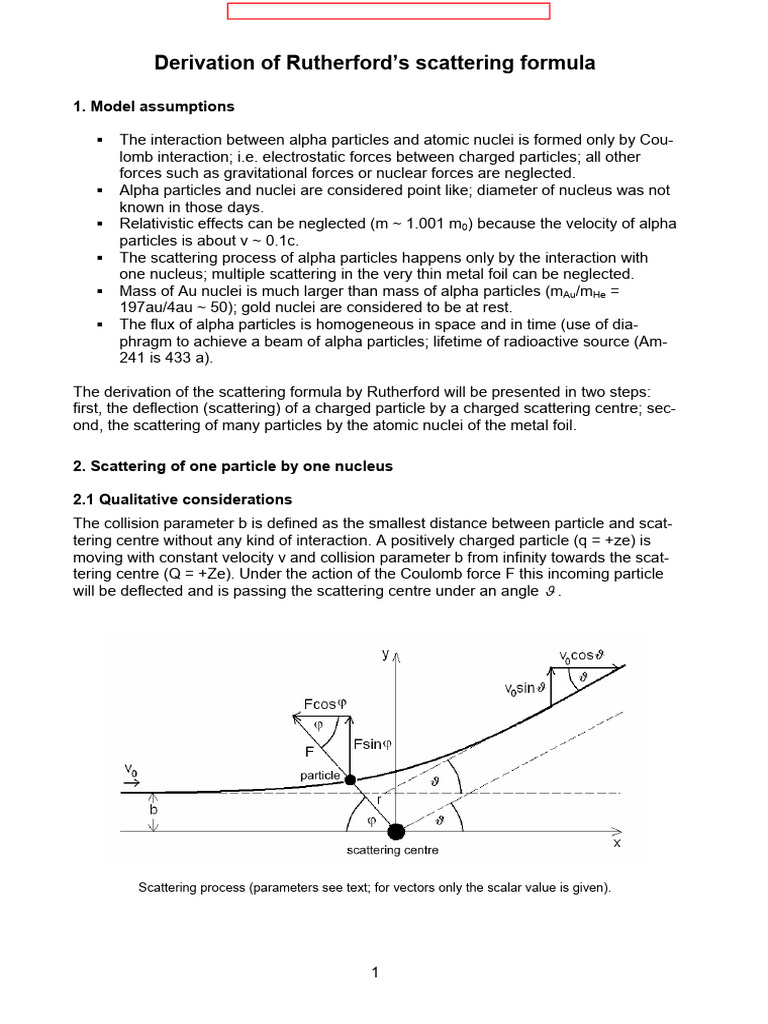 Deriving Rutherford's Scattering Formula | PDF | Atomic Nucleus | Force