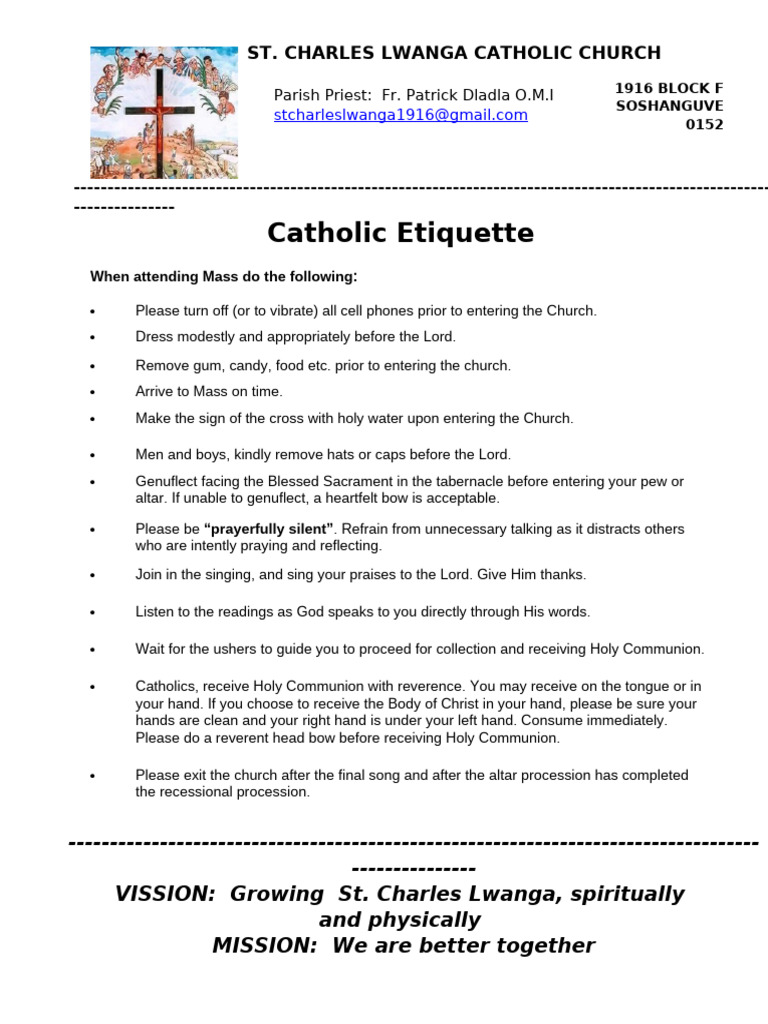 Catholic Etiquette Pdf Eucharist Catholic Church