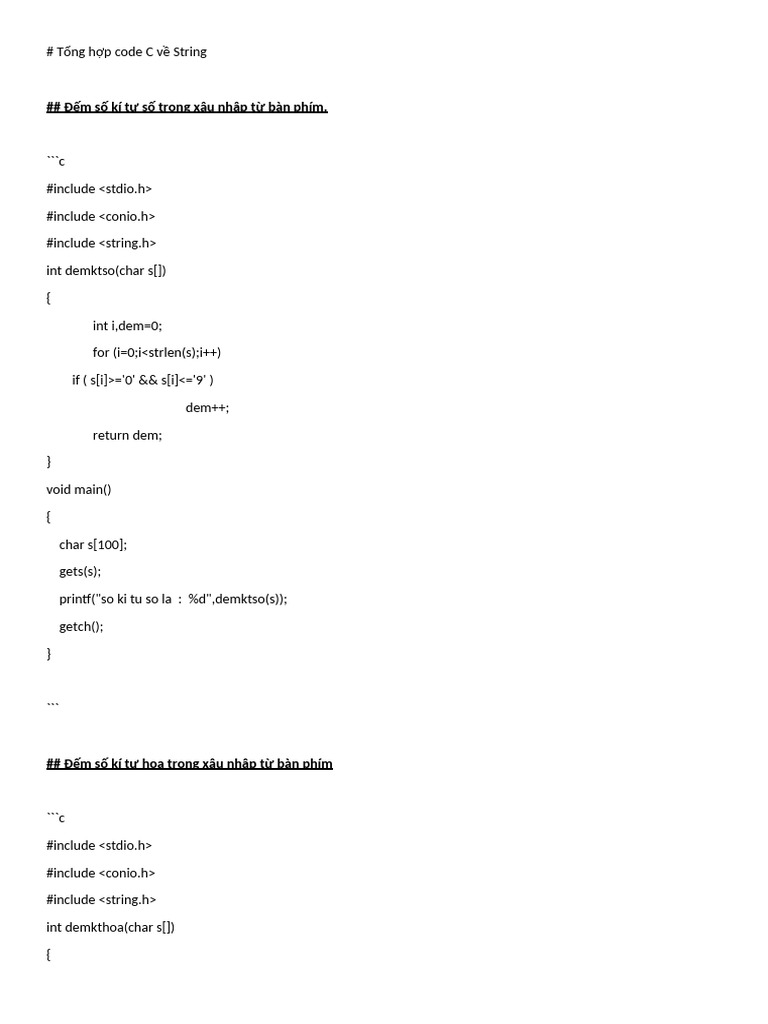 Tổng Hợp Code C Về String | PDF