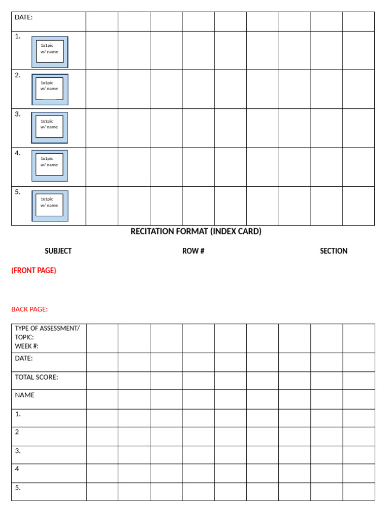 Recitation Format | PDF