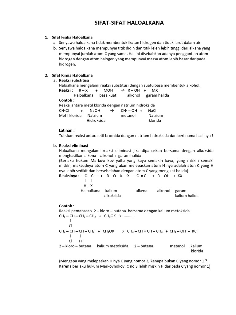 Bahan Ajar Dan LKPD Kd. 3.9 Bagian 7. Sifat-Sifat Haloalkana, Alkohol Dan Eter | PDF