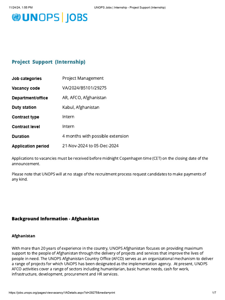 UNOPS Jobs - Internship - Project Support (Internship) | PDF ...