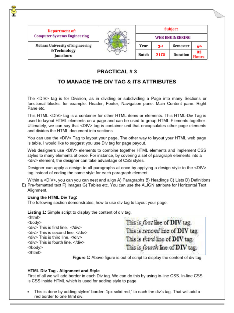 Lab 03 | PDF | Html Element | Html