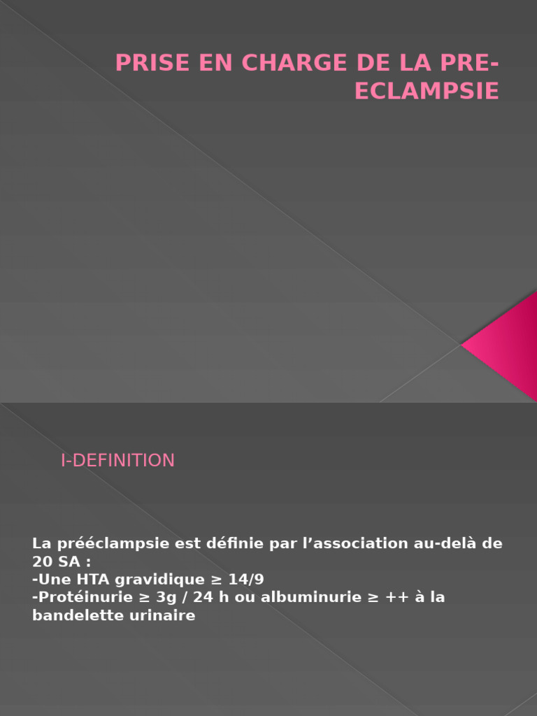 PRISE EN CHARGE DE LA PRE-ECLAMPSIE | PDF | Spécialités médicales | Maladies et troubles