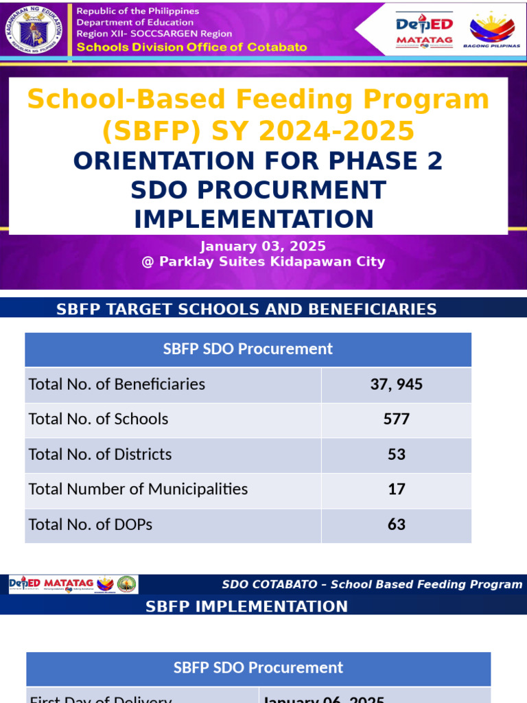 SBFP Phase 2 Orientation | PDF | Edible Fruits | Foods