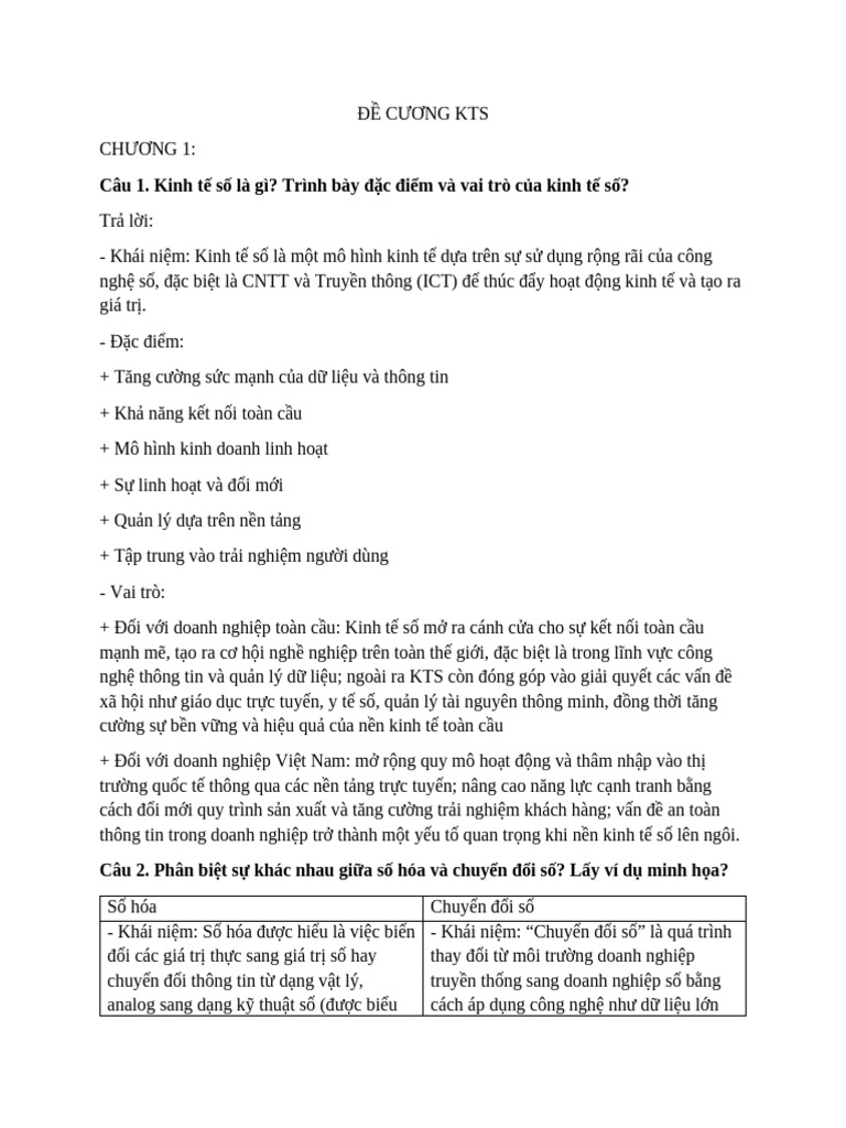 ĐỀ CƯƠNG KTS (1) | PDF