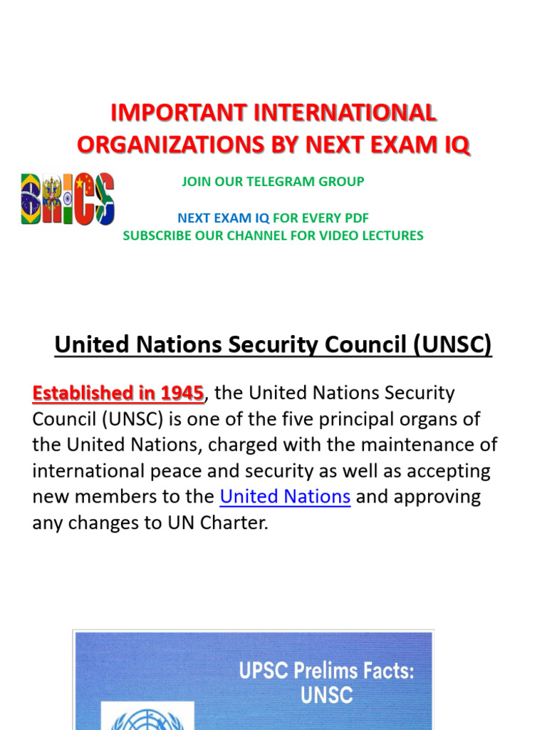 Key International Organizations Overview | PDF | United Nations ...