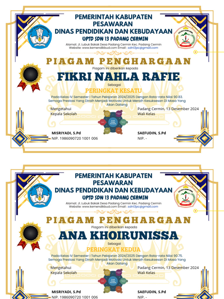 Sertifikat Juara Kelas | PDF