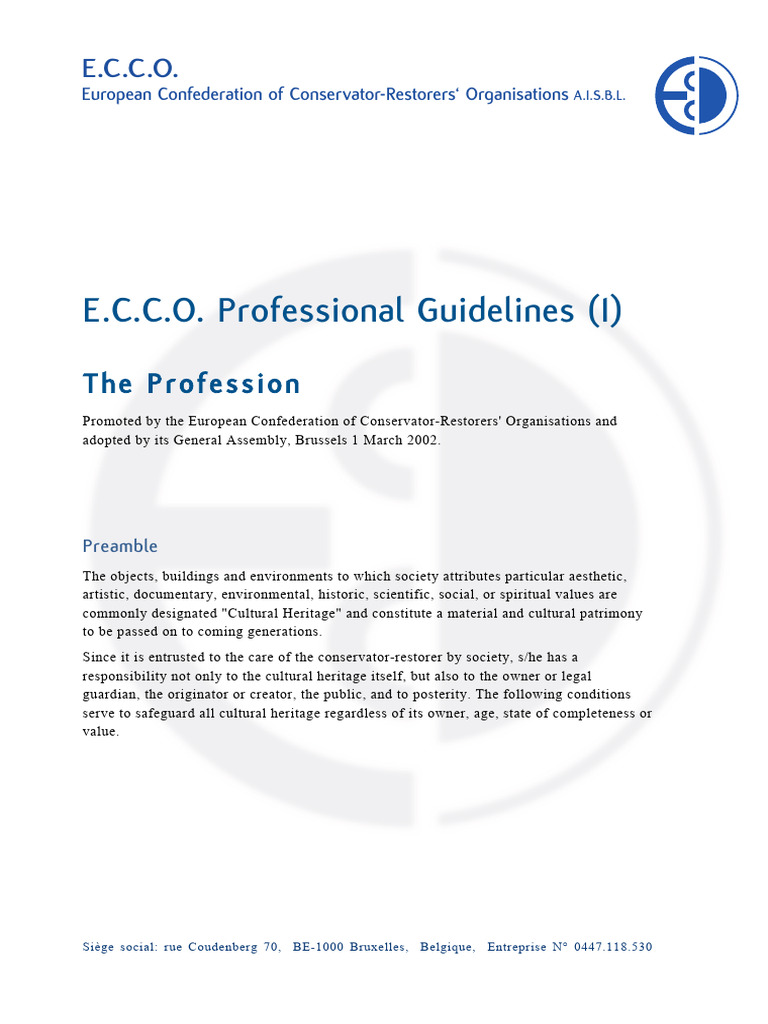 ECCO Professional Guidelines I | PDF | Cultural Heritage