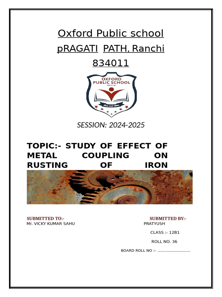 Chem 12 Project | PDF | Rust | Oxide