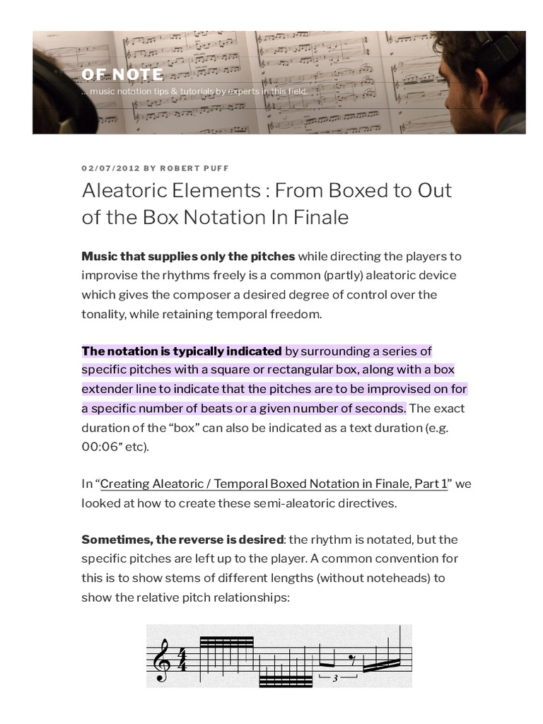 Aleatoric Elements - From Boxed to Out of the Box Notation | PDF | Musical Notation | Musicology