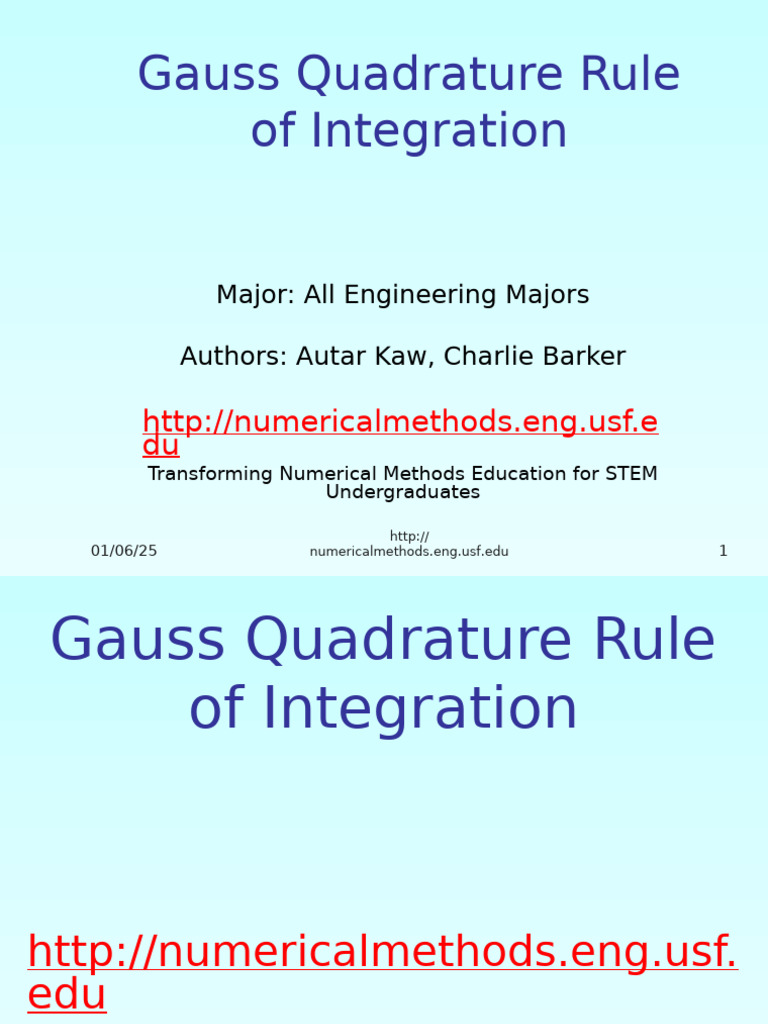 Gauss Quadrature | PDF | Integral | Asymptotic Analysis
