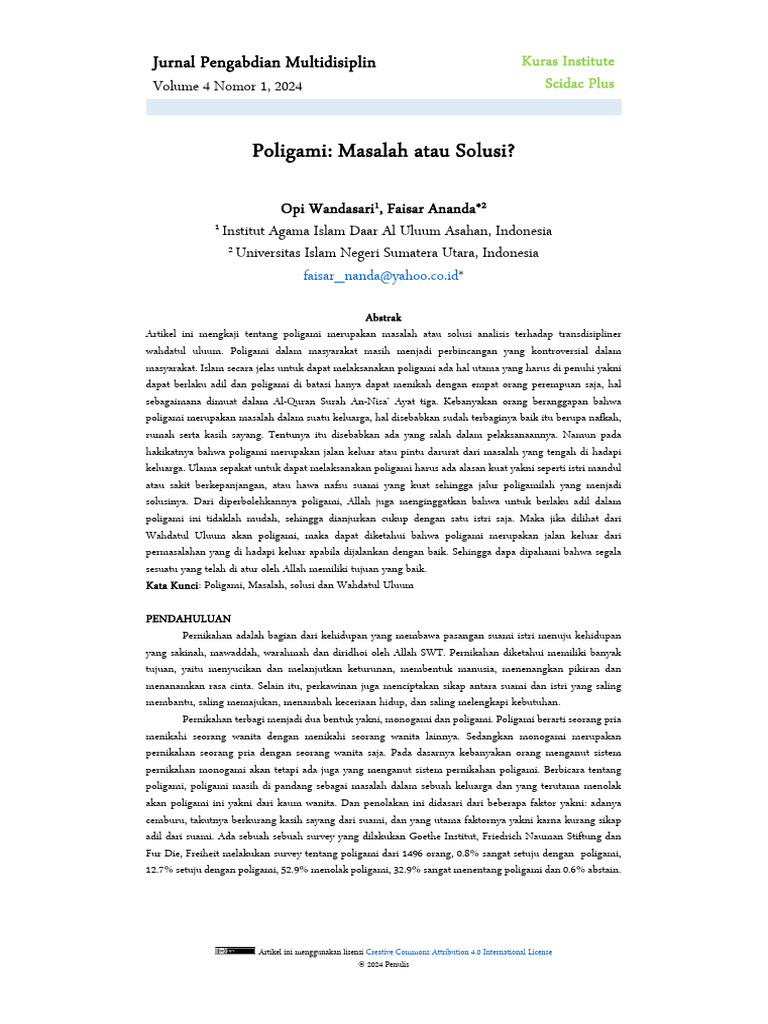 Poligami Masalah Atau Solusi | PDF