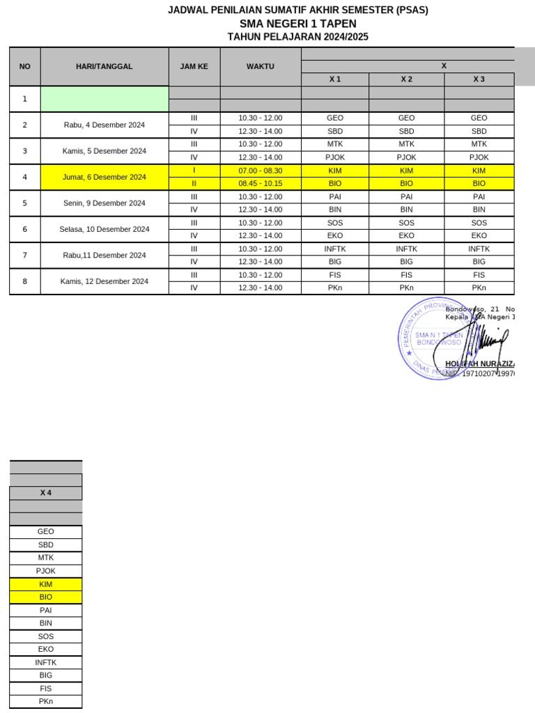 Jadwal Psas 2024 | PDF
