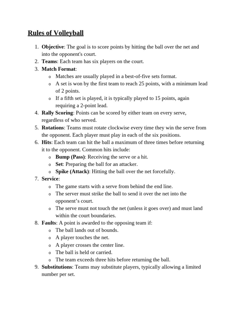 Mechanics & Rules of Volleyball | PDF | Volleyball | Games Of Physical ...