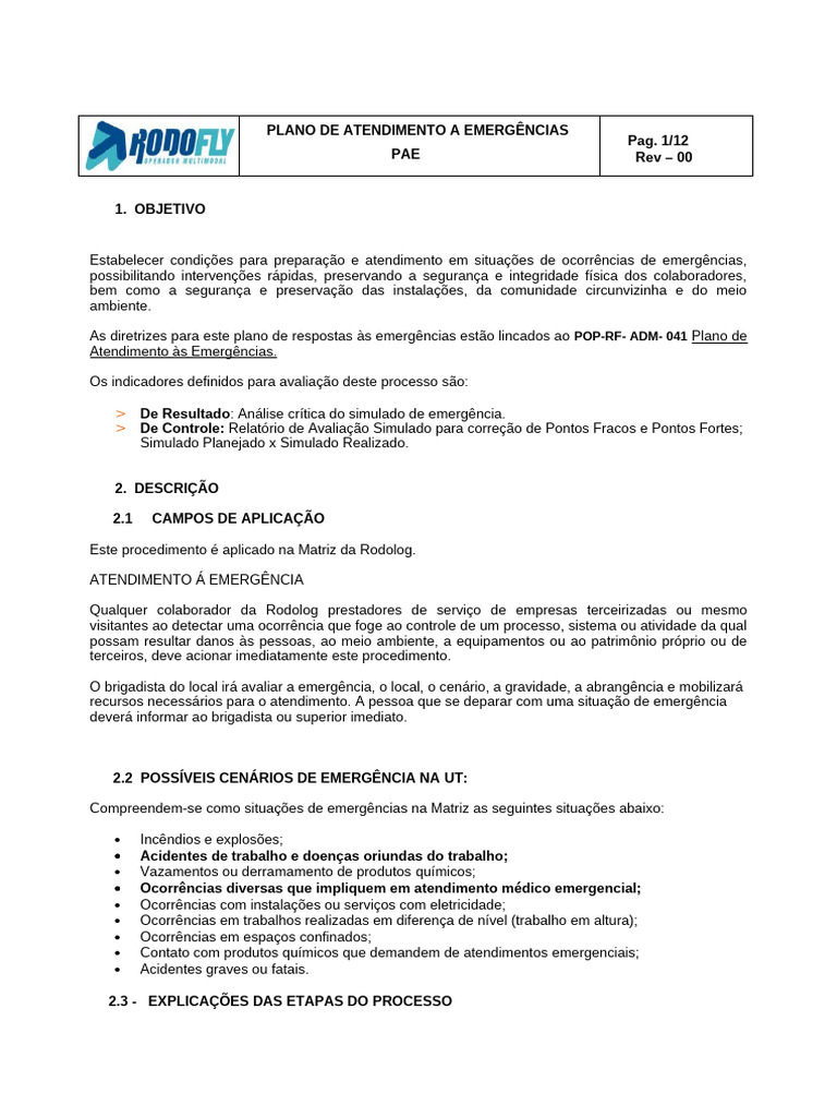 PAE - Modelo para Adequação | PDF | Resgate | Ambulância