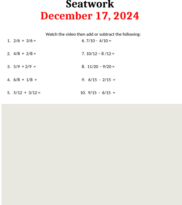 Seatwork in Math 4 Dec 17, 2024 | PDF