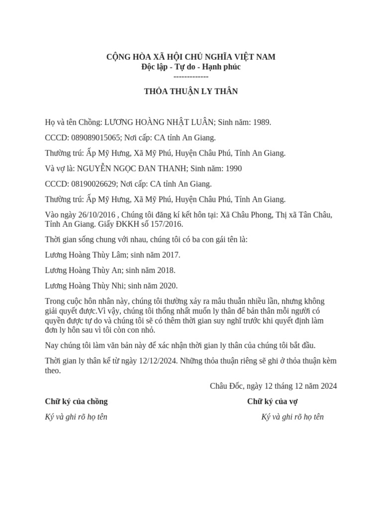 Thoa Thuan Ly Than | PDF