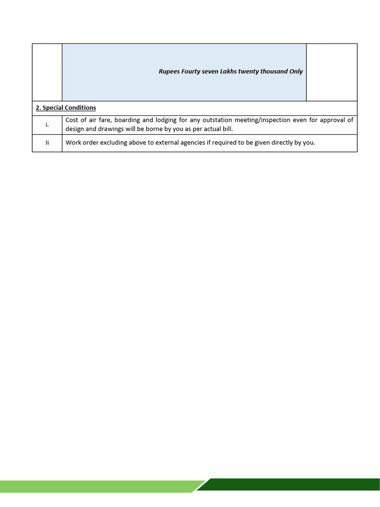 Special Conditions: Rupees Fourty Seven Lakhs Twenty Thousand Only | PDF