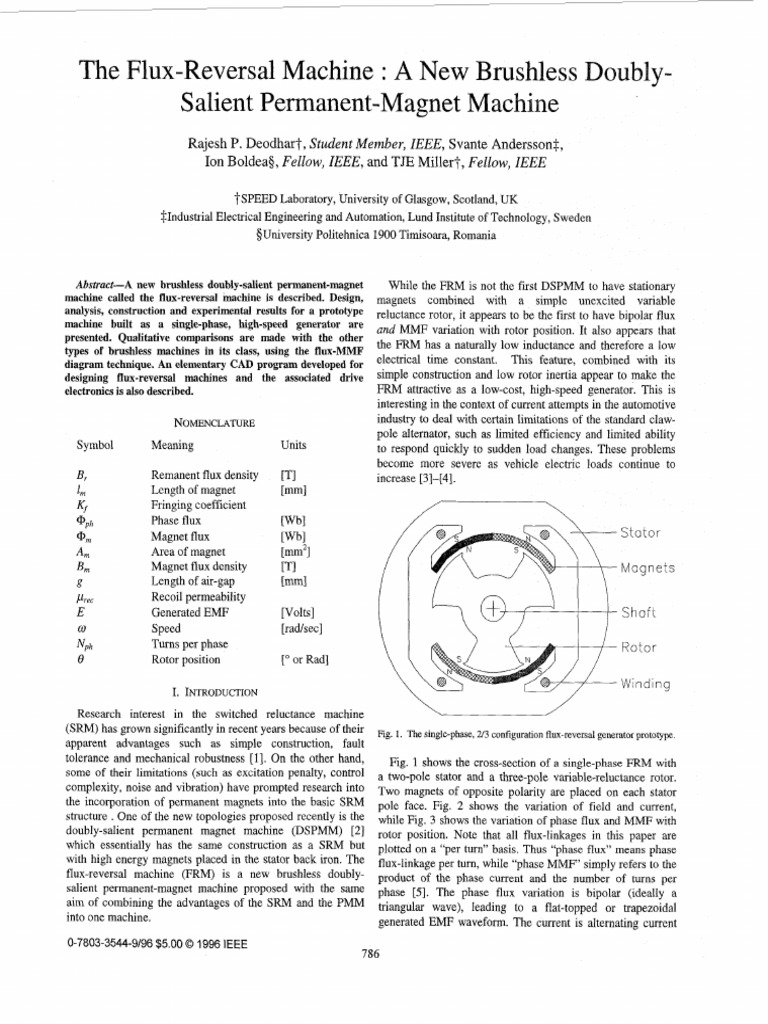 Flux-Reversal Machine: Brushless PMM | PDF | Electric Motor | Electric ...