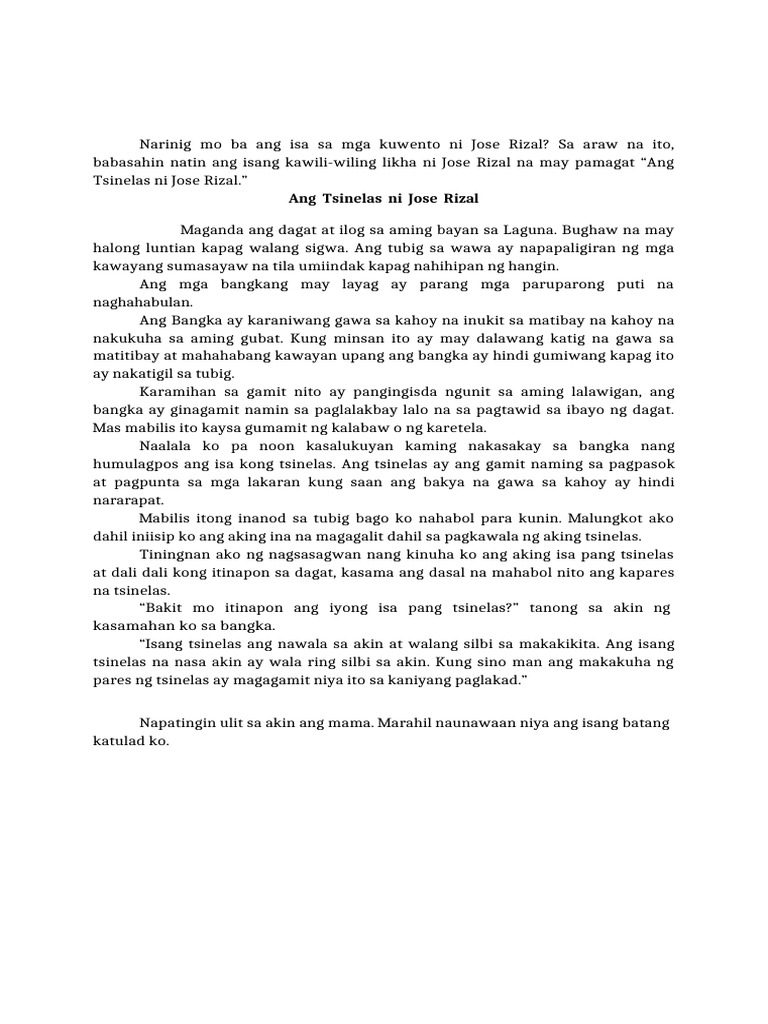 Narinig mo ba ang isa sa mga kuwento ni Jose Rizal | PDF Narinig mo ba ang isa sa mga kuwento ni Jose Rizal | PDF