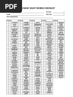 4th Grade Dolch Word Chart | PDF