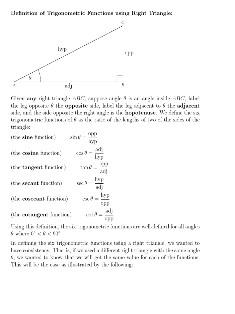 Trig Note Triangle Approach | PDF | Trigonometric Functions | Mathematical Objects