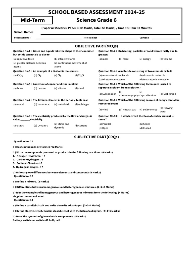 6th Science Eng Version 1 | PDF | Molecules | Gases