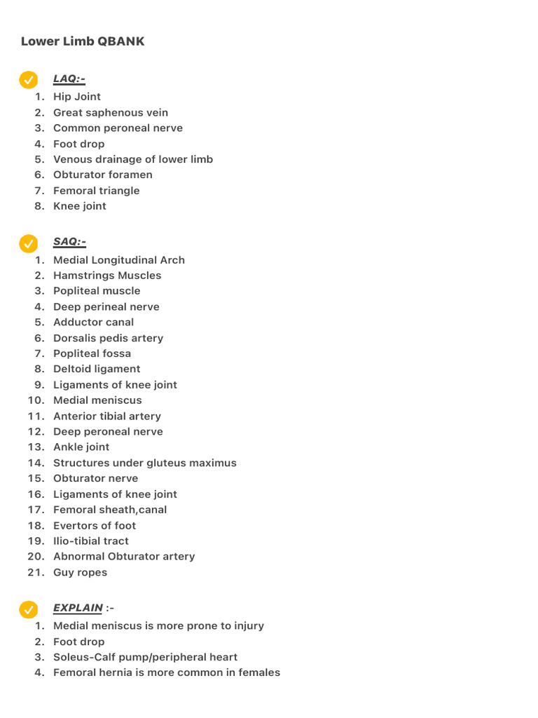 Lower Limb QBANK | PDF