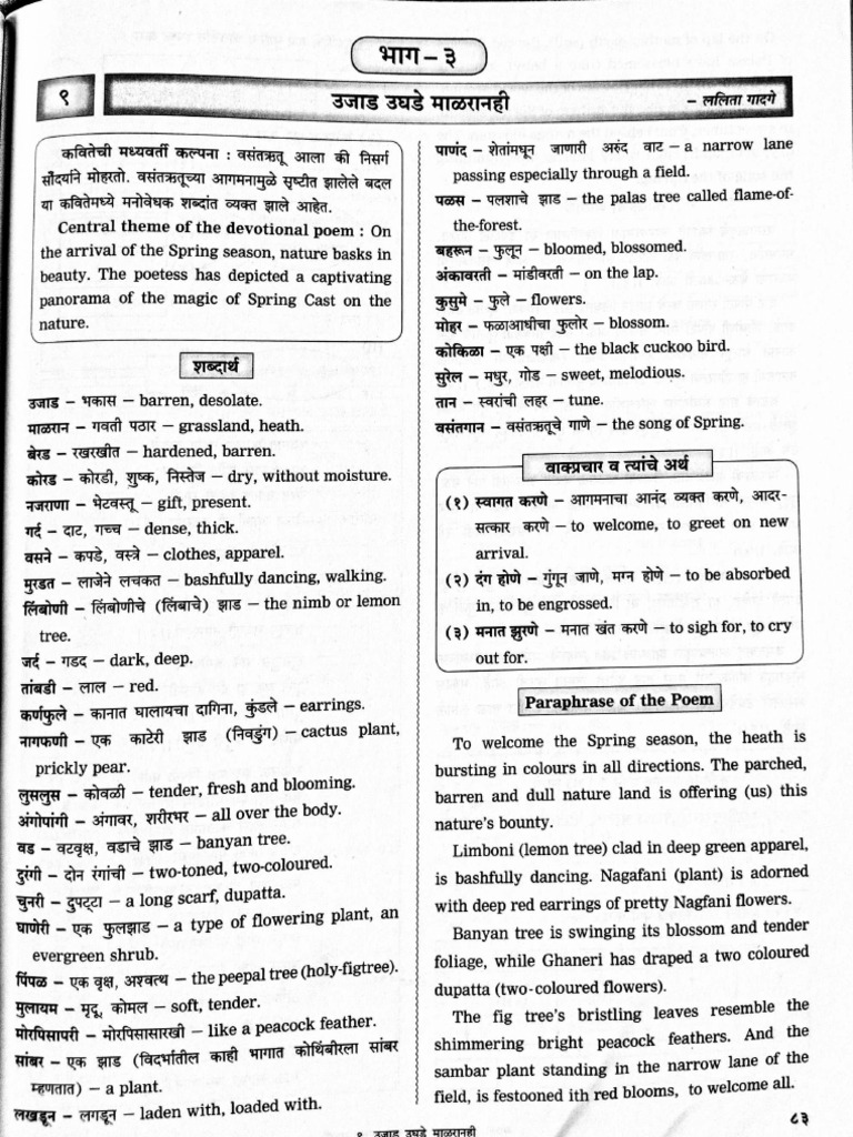 9th Marathi Lesson 9 | PDF