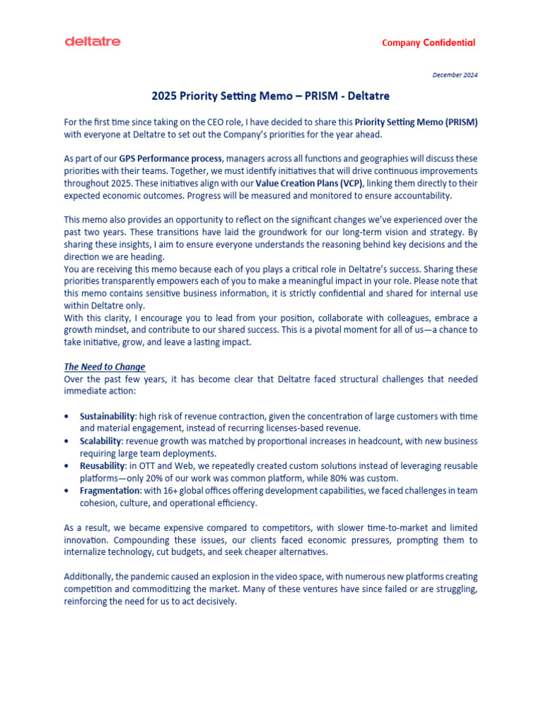 2025 Priority Setting Memo - PRISM | PDF | Business