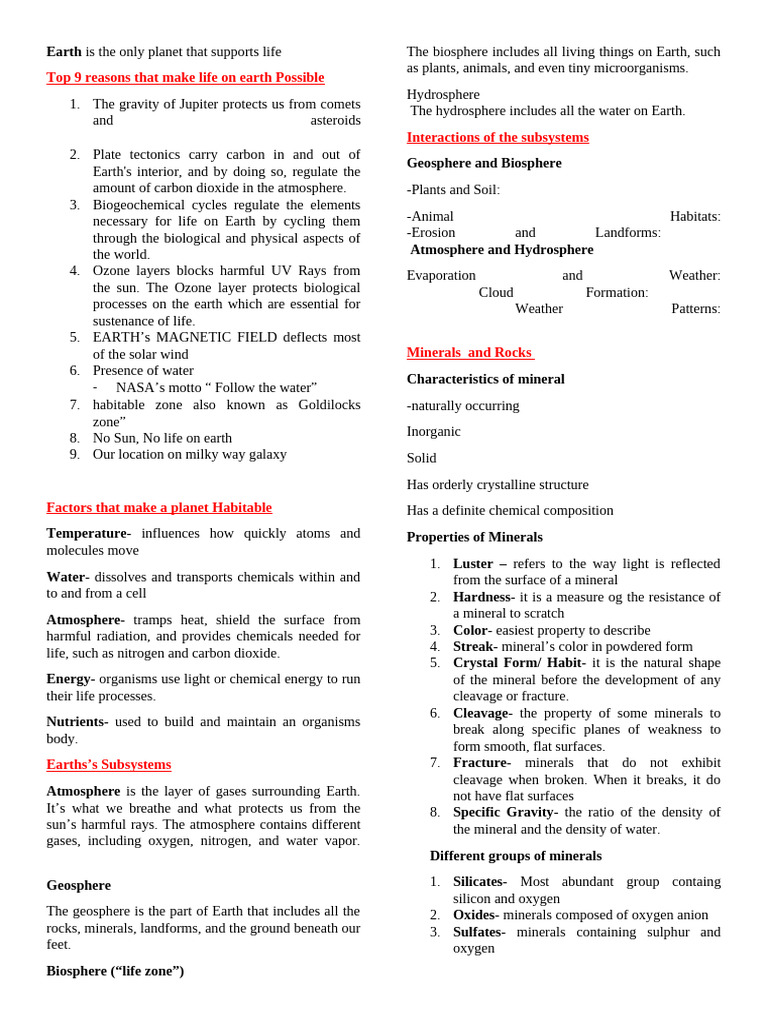 Earth-Science-Reviewer | PDF | Rock (Geology) | Minerals