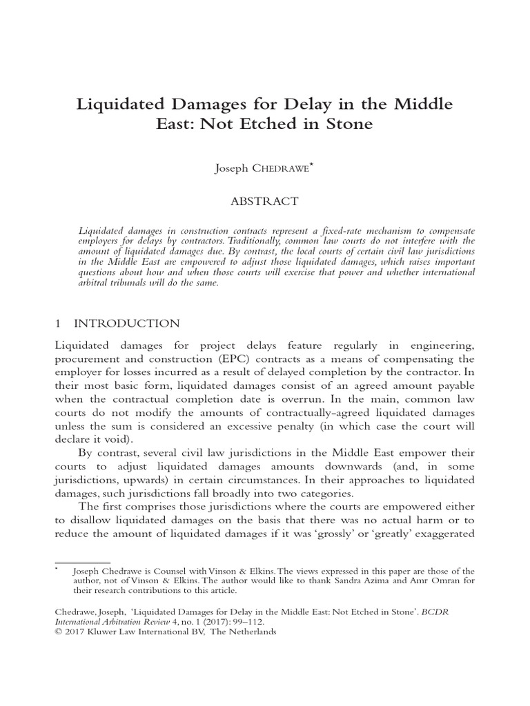 Liquidated Damages For Delay in The Middle East | PDF | Liquidated ...