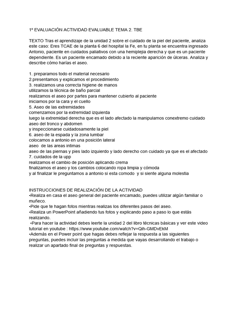 1º Evaluación Actividad Evaluable Tema 2 | PDF | Higiene | Lavado de manos