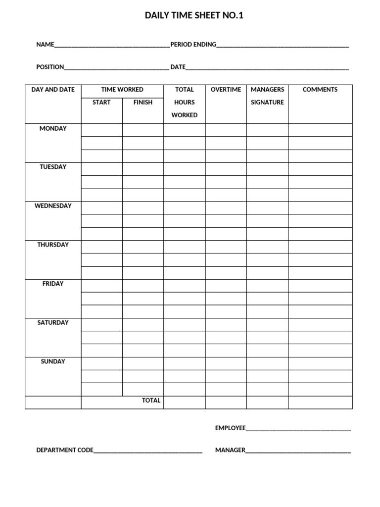 Daily Time Sheet No | PDF