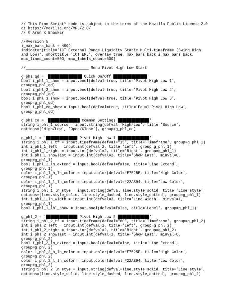 ICT External Range Liquidity Static Multi-Timeframe (Swing High and Low) | PDF | Computer ...