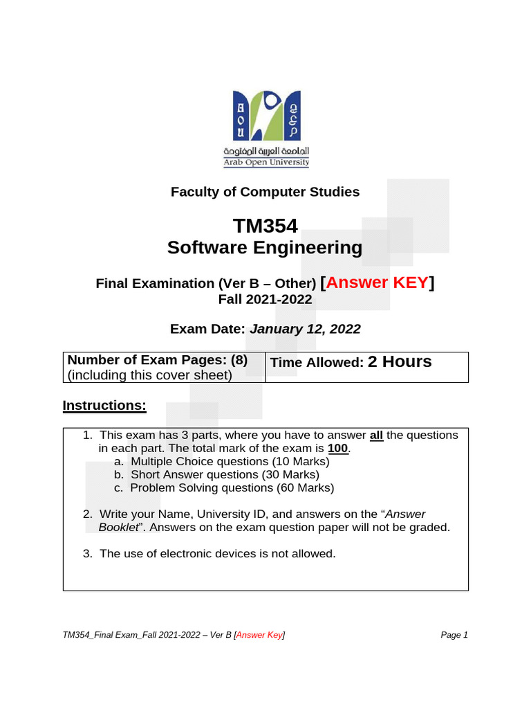 TM354 Final Other Fall21 22 | PDF | Integer (Computer Science) | Multiple Choice