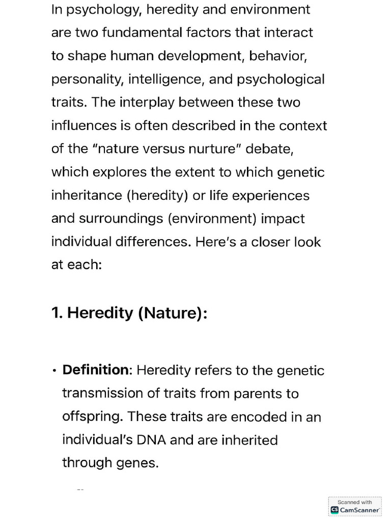 Heredity and Environment | PDF