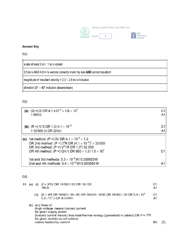 G9 Revision Sheet Ans Key | PDF