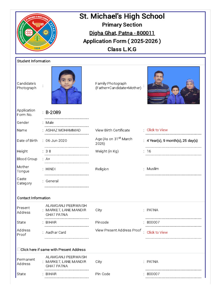 St. Michael High School Application | PDF